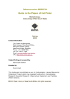 Guide to the papers of Hal Porter